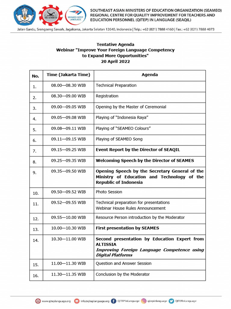 Webinar Agenda: Enhance Language Skills | PDF | Foreign Language Studies
