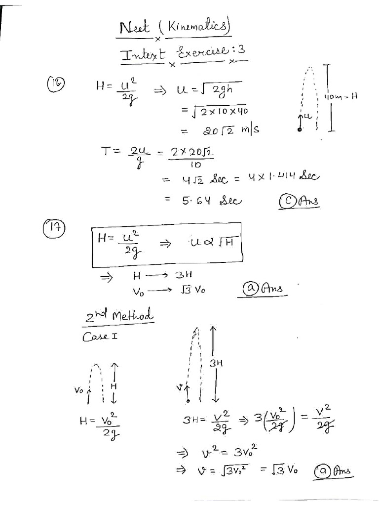Neet Kinematics Intext Exercise 3 Solution | PDF
