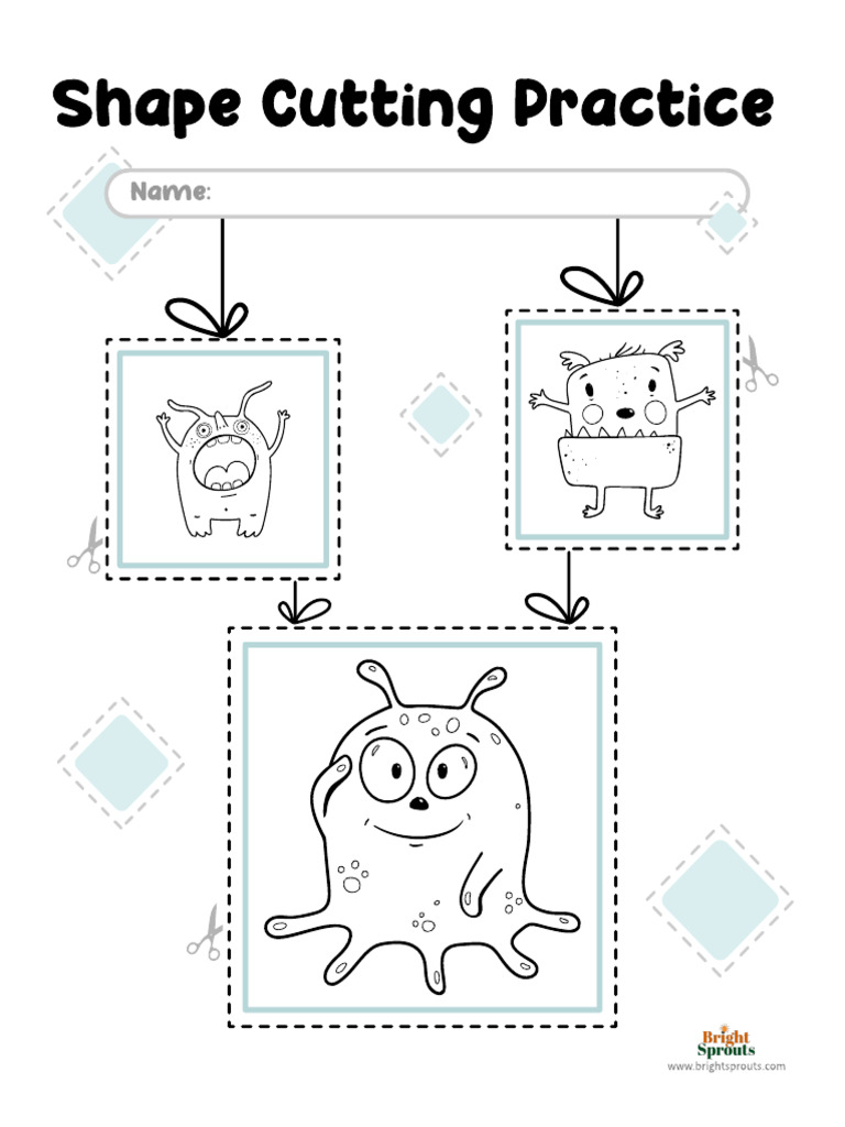 Square Shape Cutting Worksheet | PDF