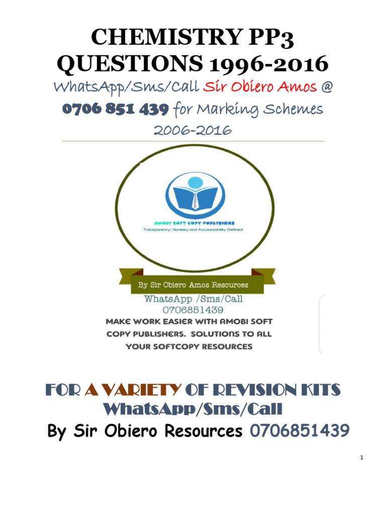 Chemistry Pp3 Questions 1996 2016 | PDF