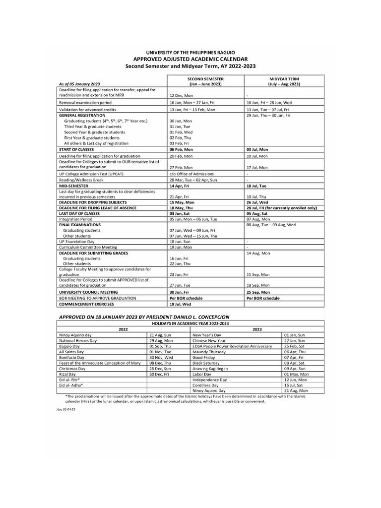 Adjusted Academic Calendar 2022-2023 | PDF Adjusted Academic Calendar 2022-2023 | PDF