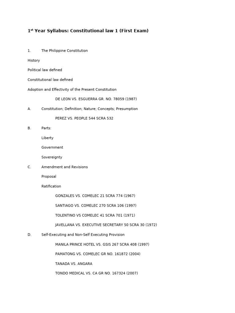 Syllabus Consti 1 | PDF