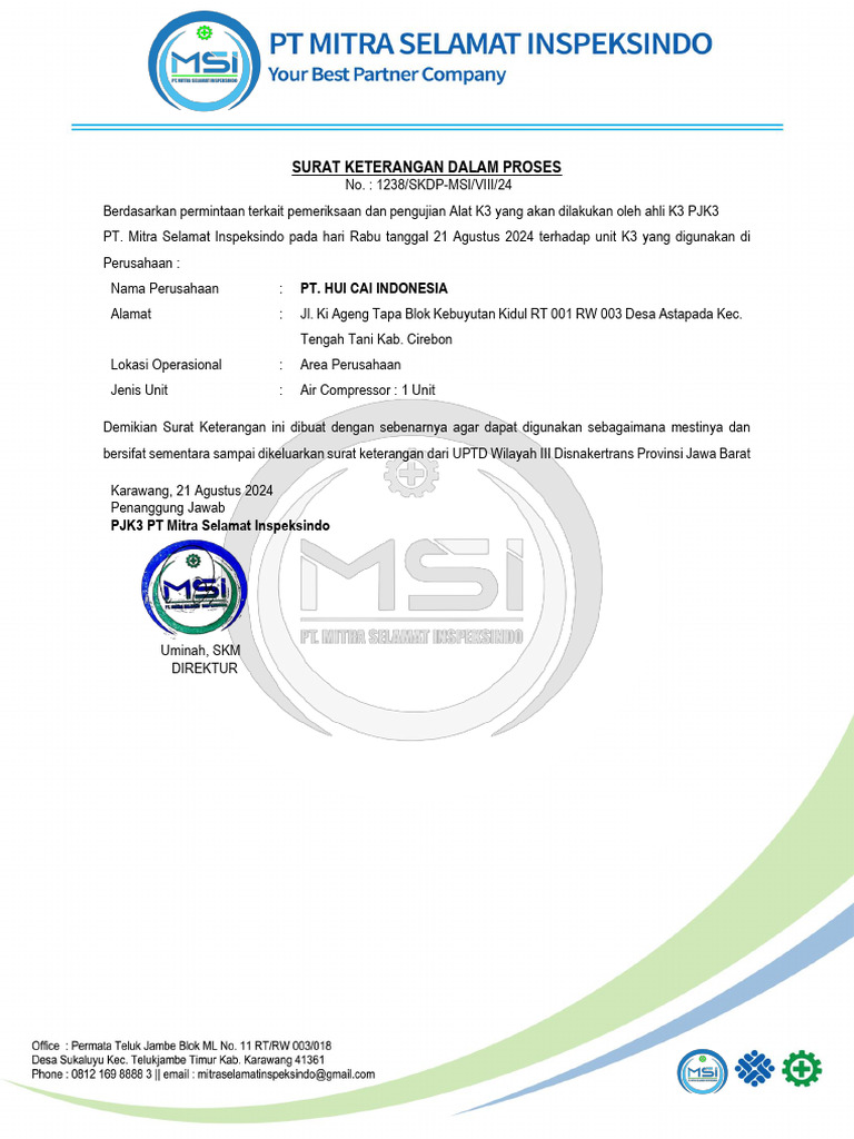 1238 - Pt. Hui Cai Indonesia | PDF