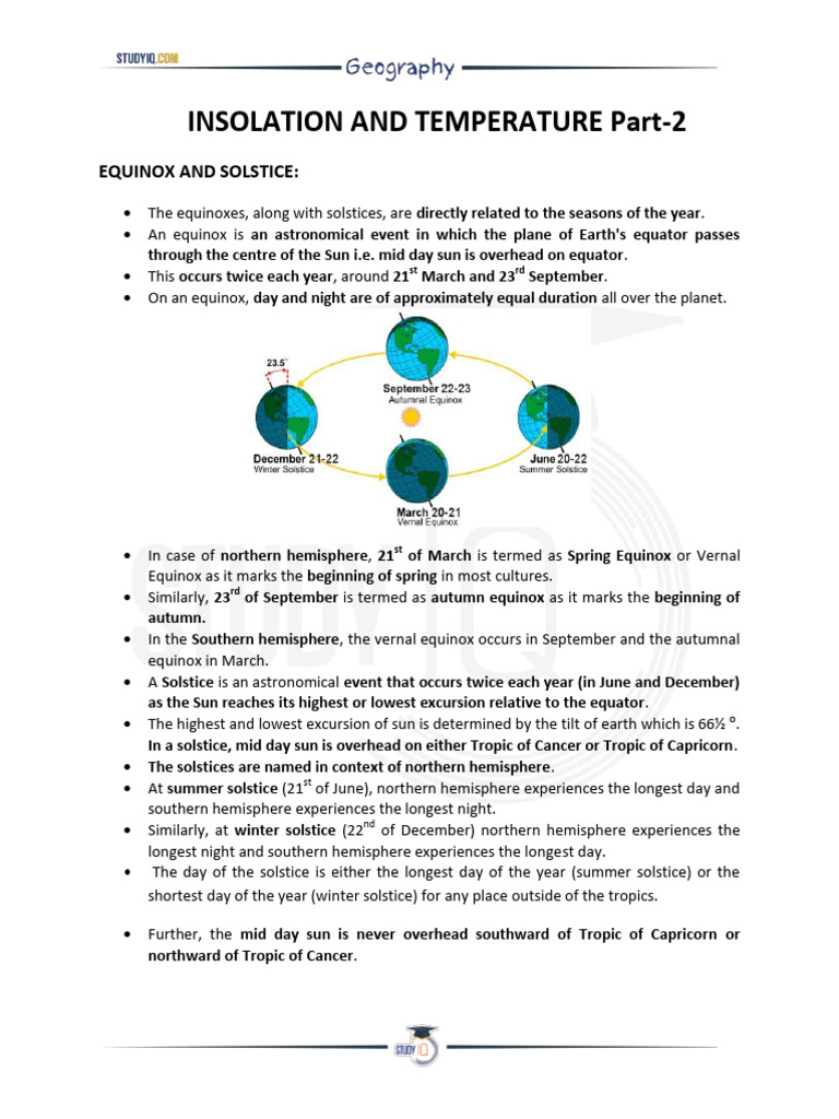1.03 Climatology - INSOLATION AND TEMPERATURE Part-2 | PDF