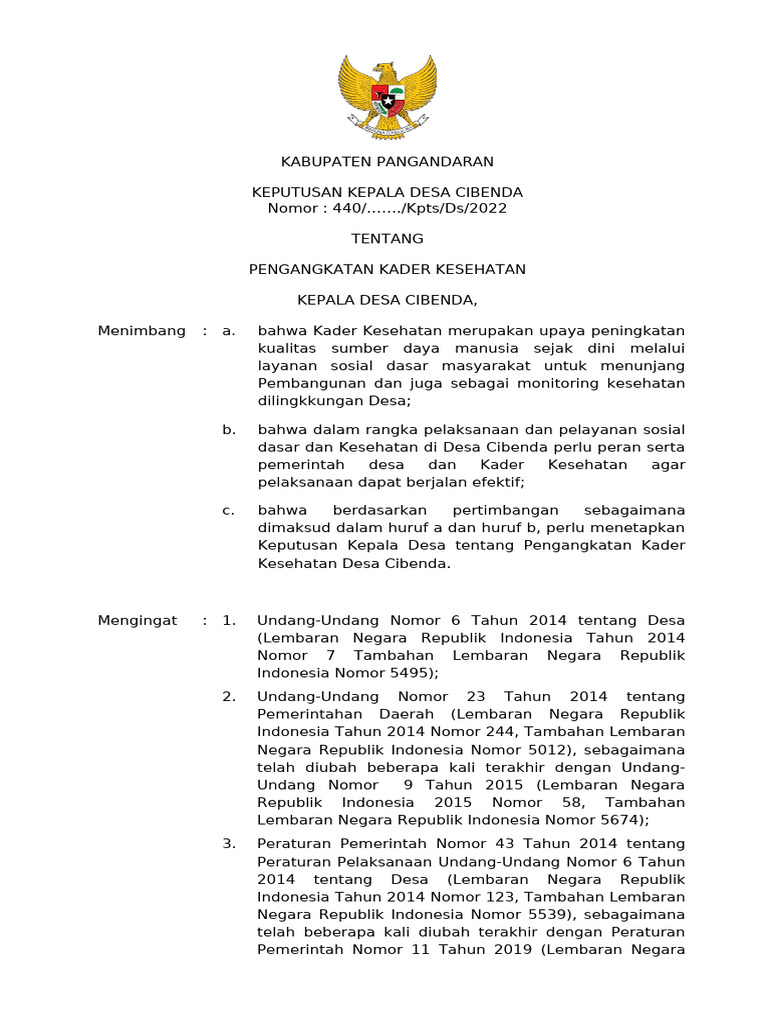 SK Kader Kesehatan Lainnya | PDF