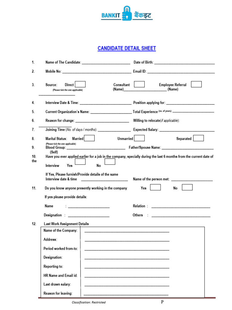 Candidate Detail Sheet | PDF