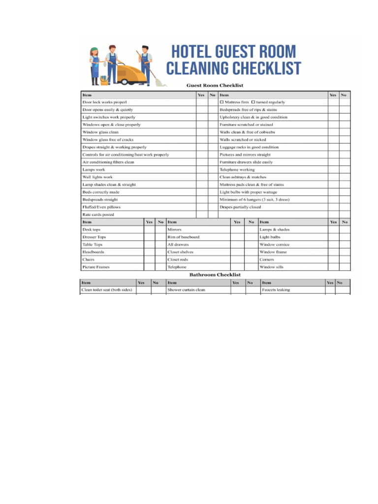 Hotel Room Maintenance Checklist - 401591.png | PDF