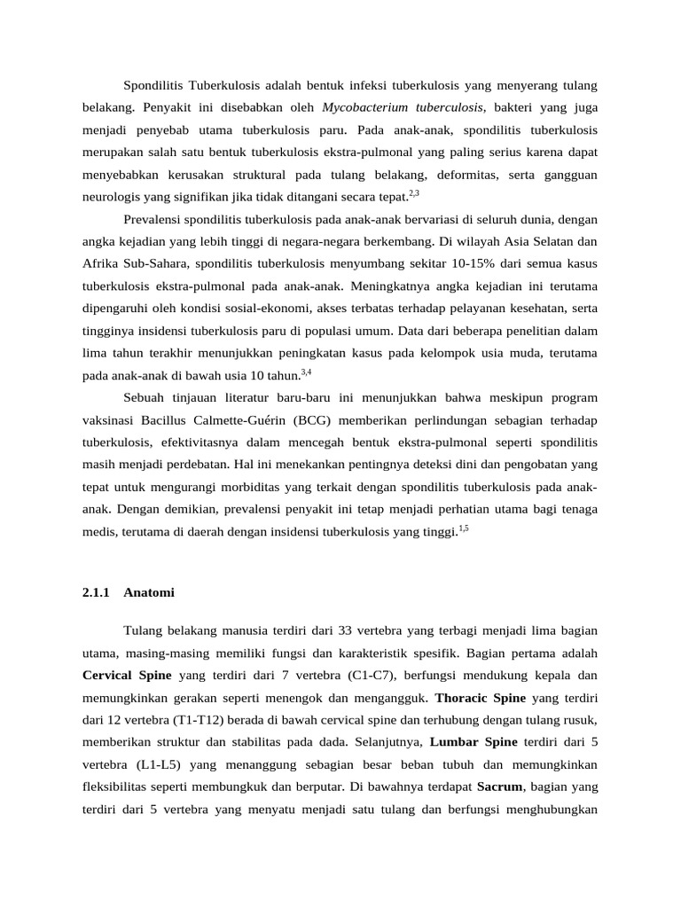 Anatomi Spondilitis TB | PDF