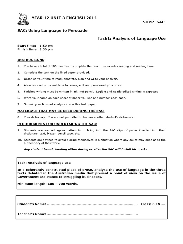 Year 12 English Persuasive Language Analysis | PDF | Economies