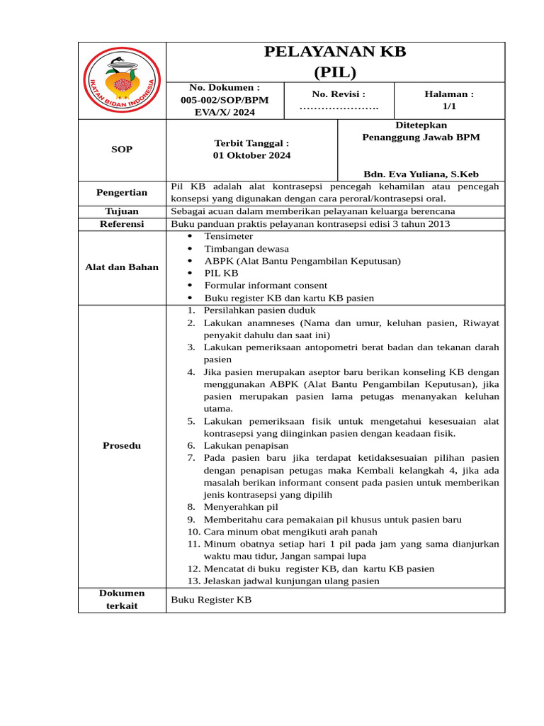 Pelayanan KB Pil | PDF
