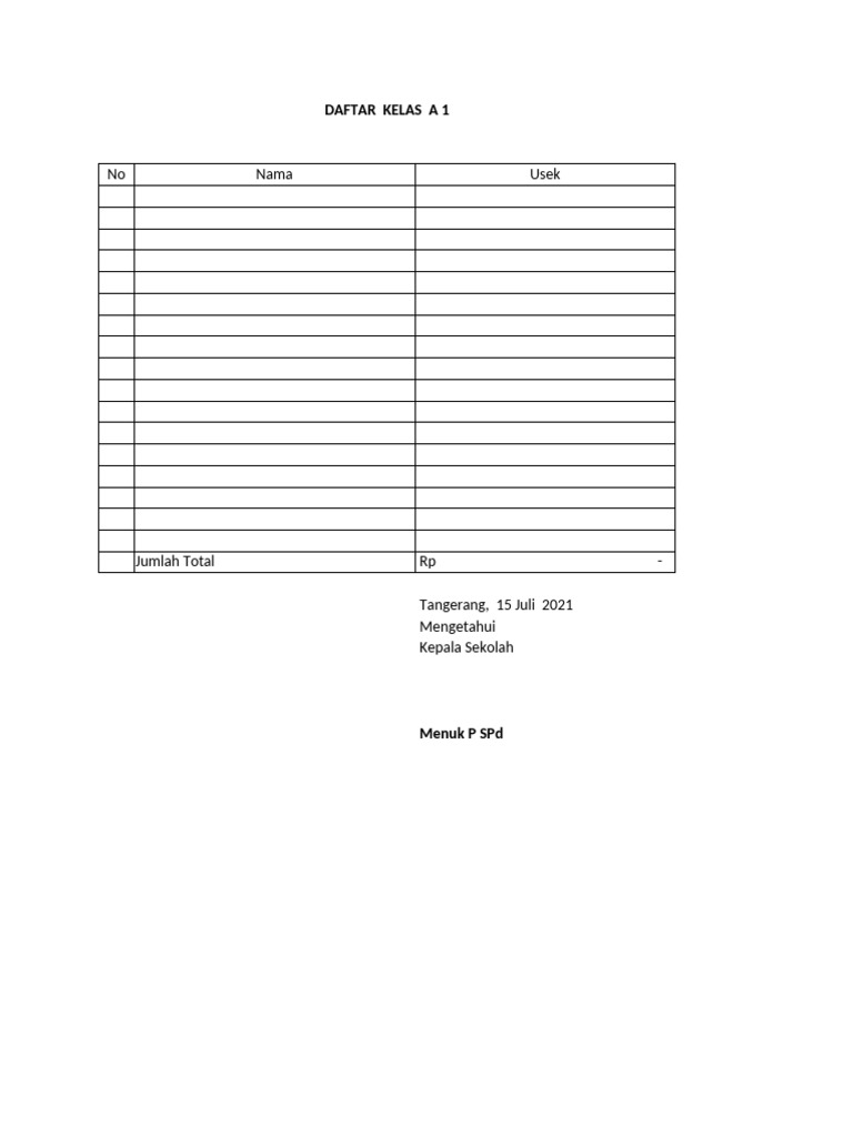 Daftar Kelas | PDF