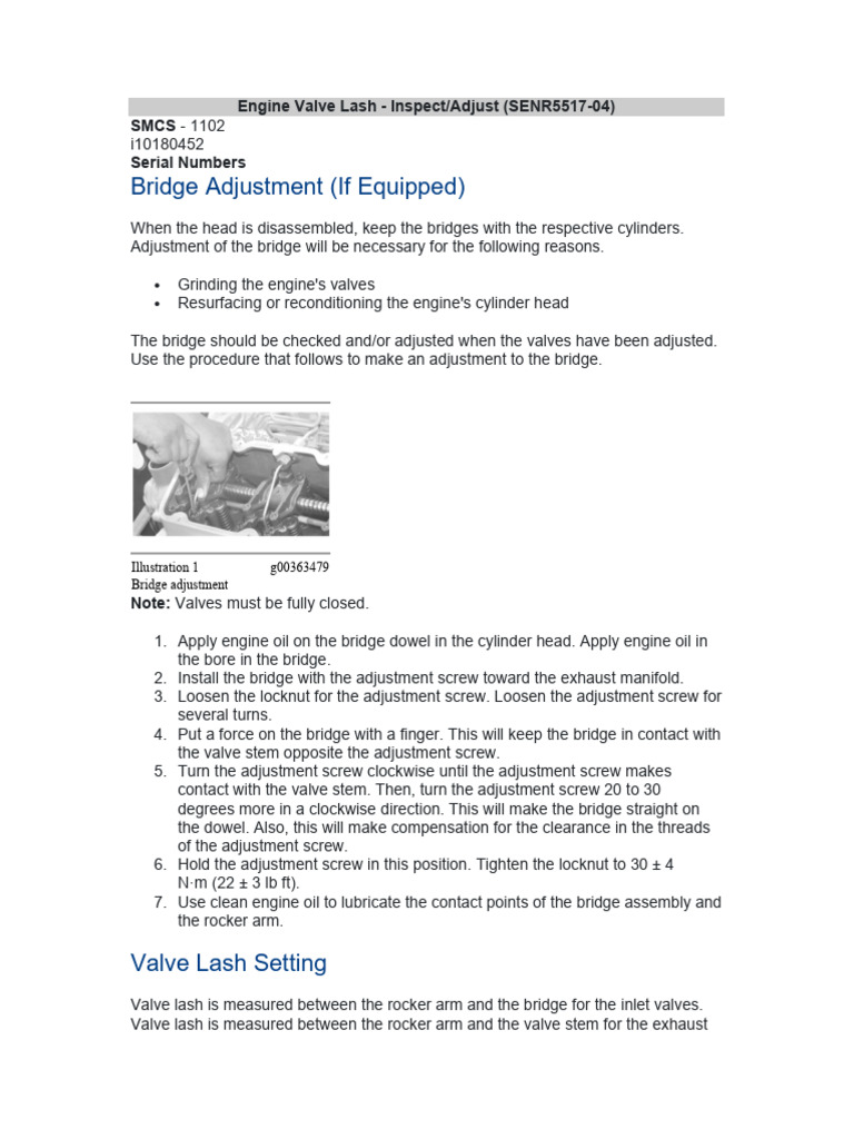 Adjust Valve Lash 3408 & 3412 | PDF