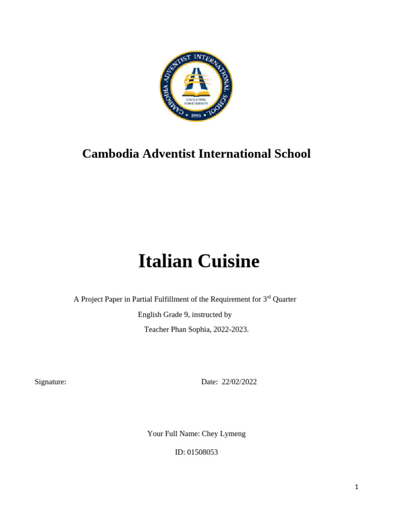 Italian Cuisine | PDF