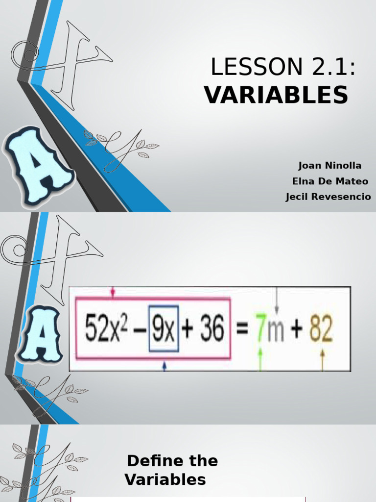 Lesson 2.1 Variables CMMW | PDF