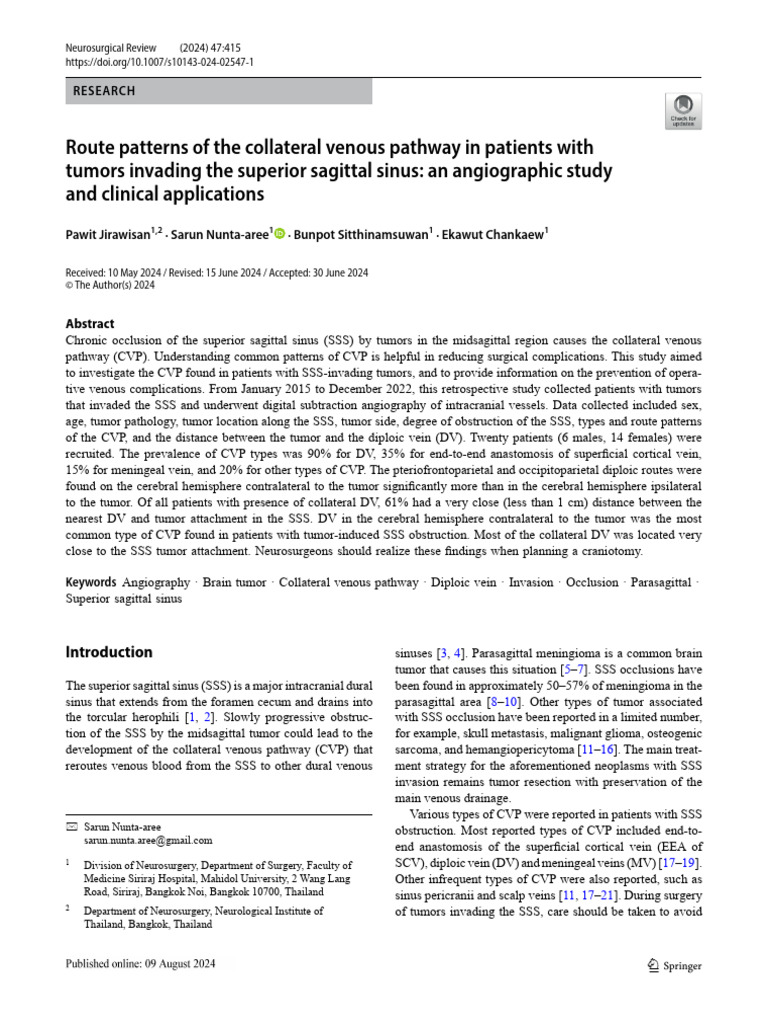 Route Patterns of The Collateral Venous Pathway in Patients With Tumors ...