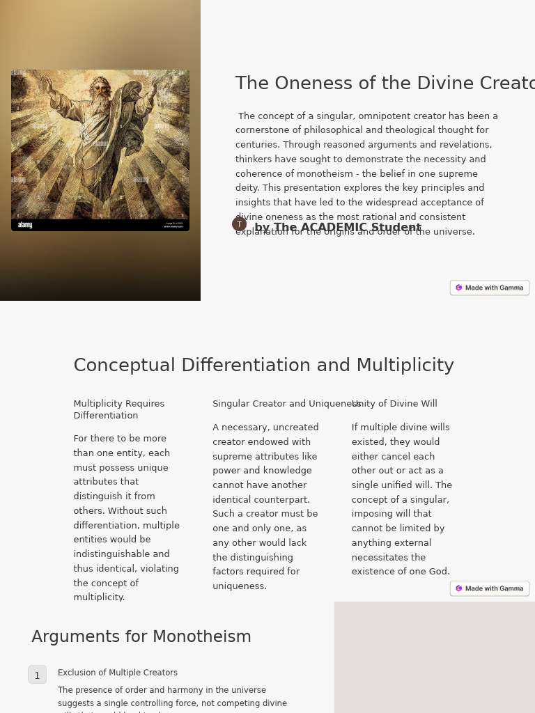 The Oneness of The Divine Creator | PDF