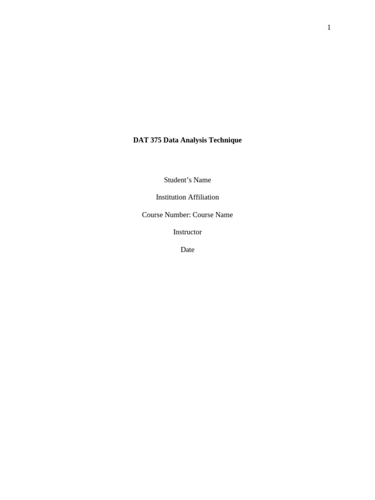 DAT 375 Data Analysis Technique - Edited | PDF