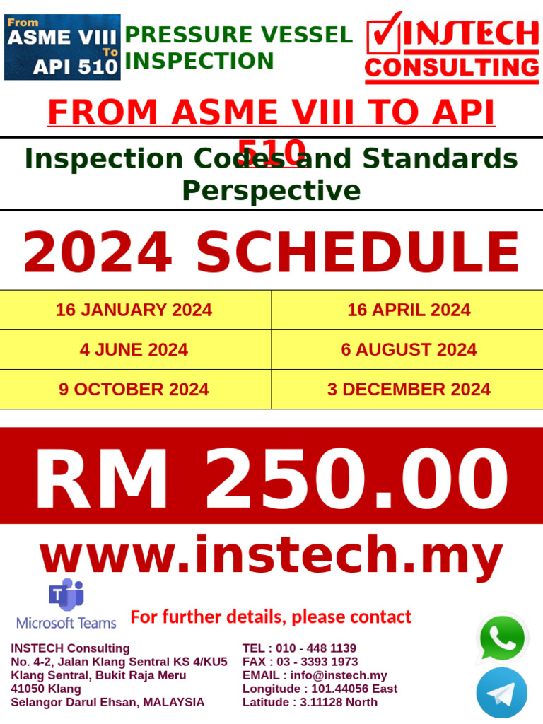 2024-Schedule-ASME VIII-TO-510-INSTECH CONSULTING | PDF