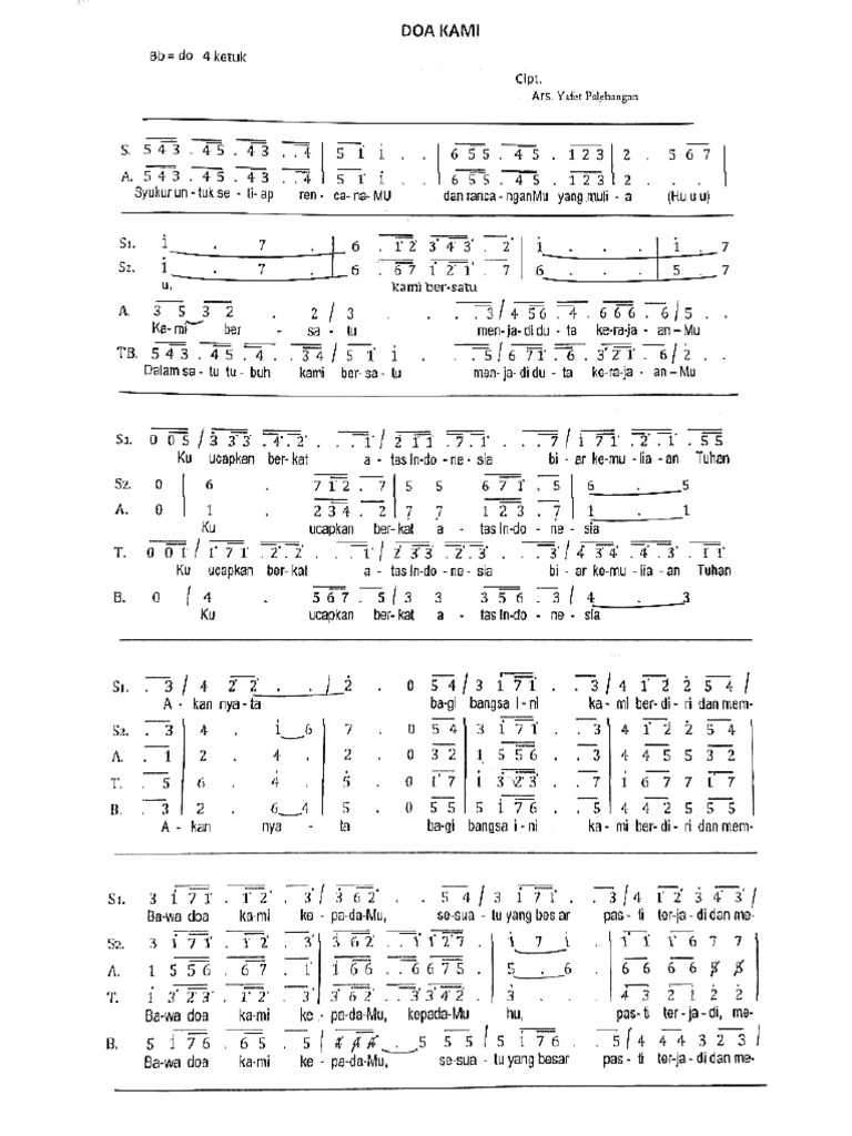 Partitur Doa Kami - SATB | PDF