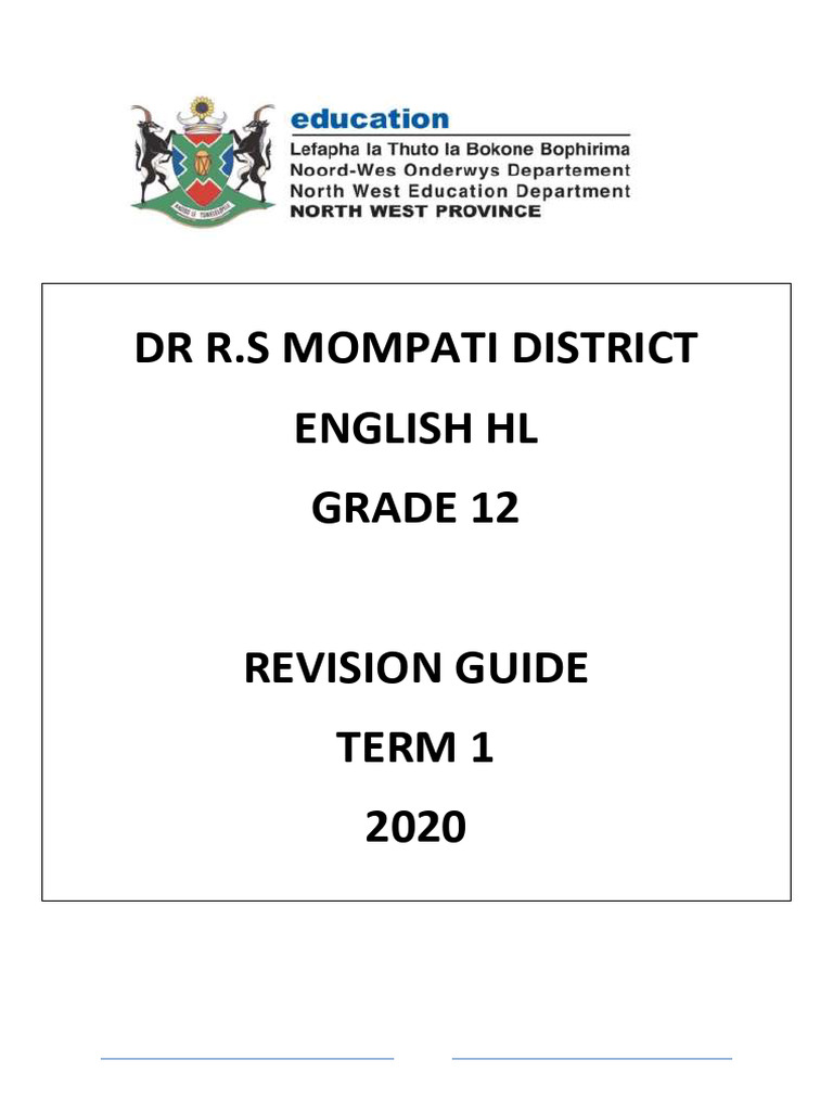 Ehl Grade 12 Revision Term 1 - 240822 - 224900 | PDF
