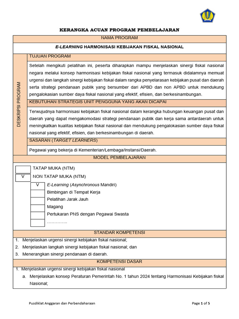 Kap e Learning Harmonisasi Kebijakan Fiskal Nasional v3 | PDF