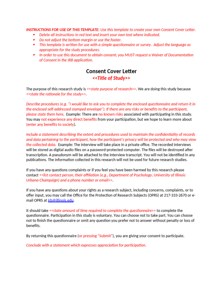 Consent Cover Letter Template | PDF