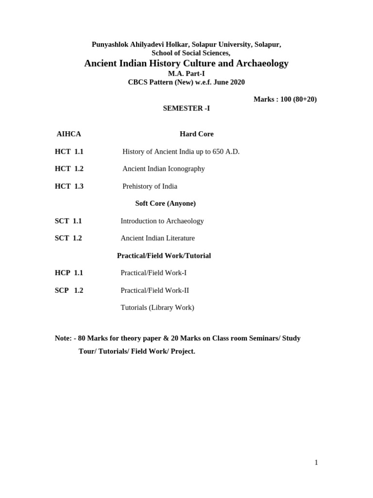 CBCS - MA I AIHCA Semister I | PDF