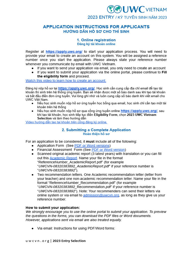 2023 UWC Vietnam Instructions | PDF