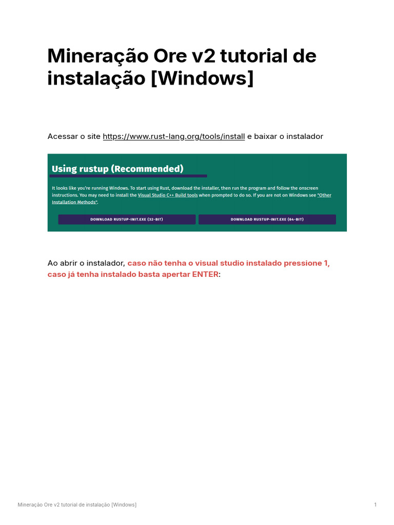 Mineração Ore v2 Tutorial de Instalação (Windo | PDF