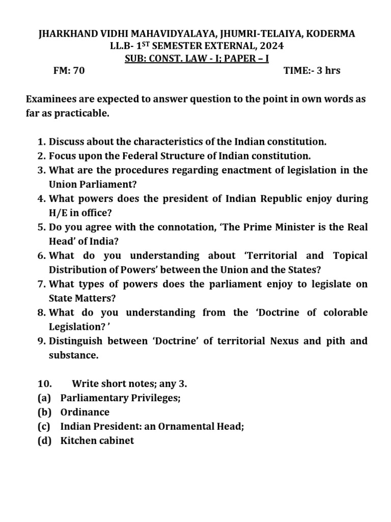 Guess Question LL.B - 1st Sem, 2024 | PDF