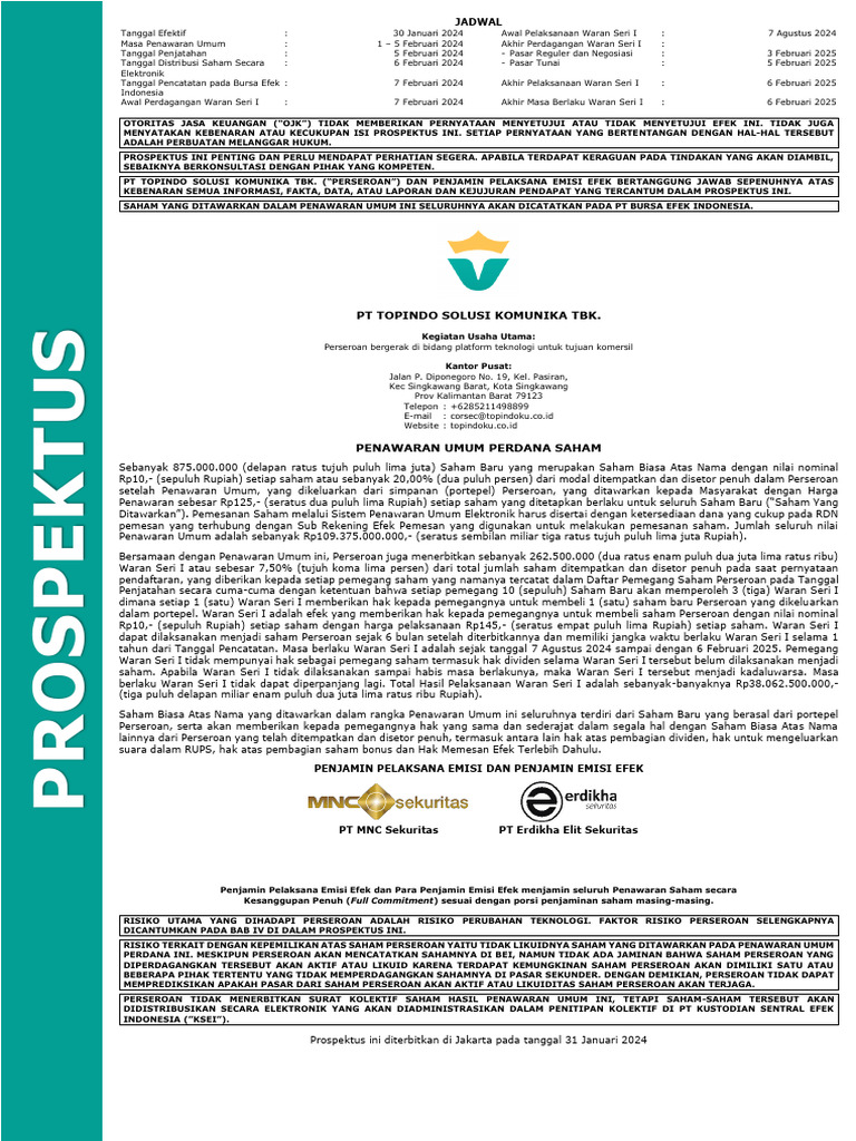 10 - Tosk Prospektus Ipo 2024 | PDF