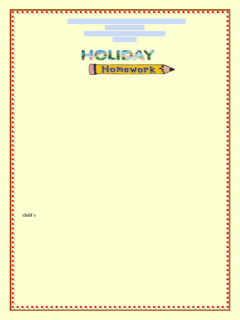 Holiday Homework | PDF