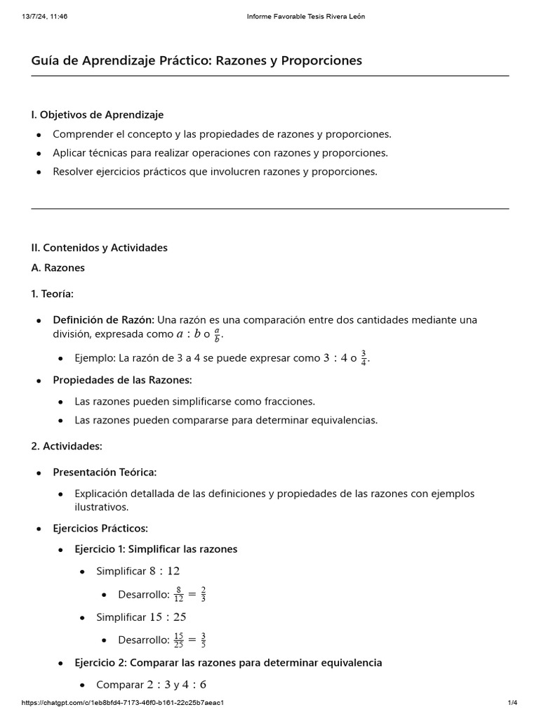Razones y Proporciones Prácticas | PDF | Matemáticas