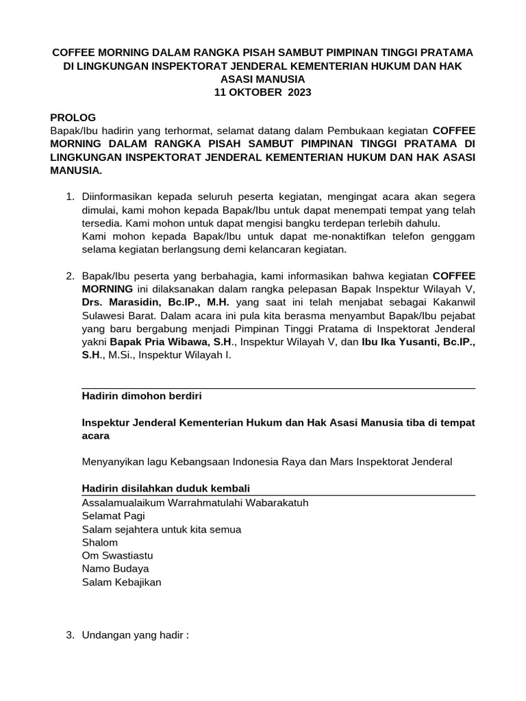 Teks MC Pisah Sambut | PDF