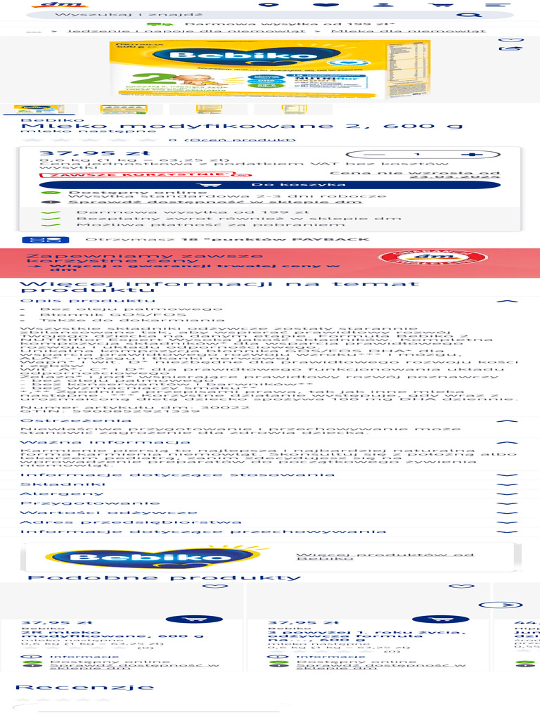Bebiko Mleko Modyfikowane 2, 600 G Kupuj W Zawsze Korzystnych Cenach DM ...