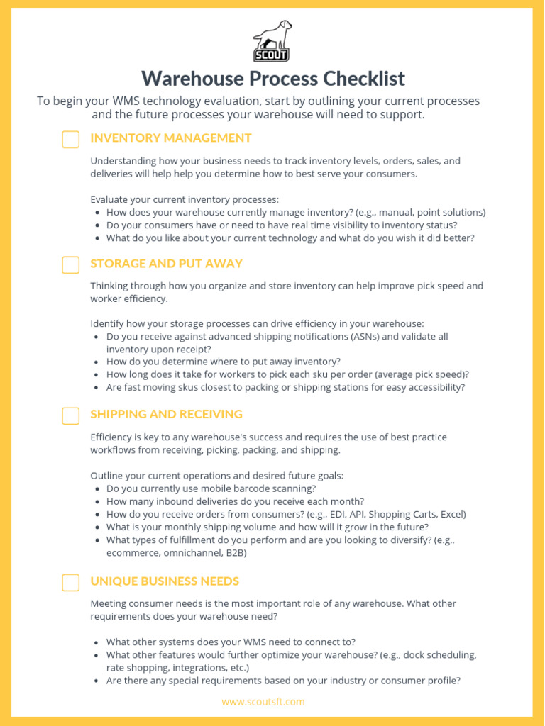 (Scout) Warehouse Process Checklist | PDF