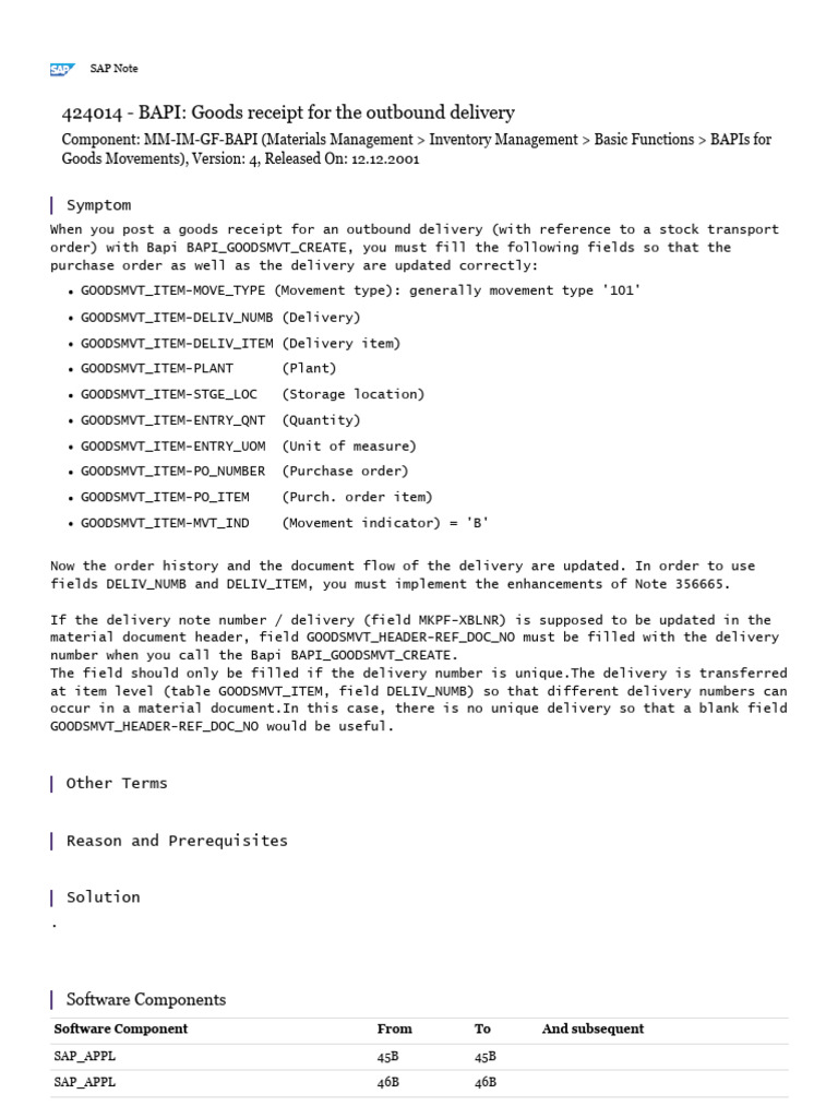 E - 20240822 - MM - BAPI Good Movement | PDF