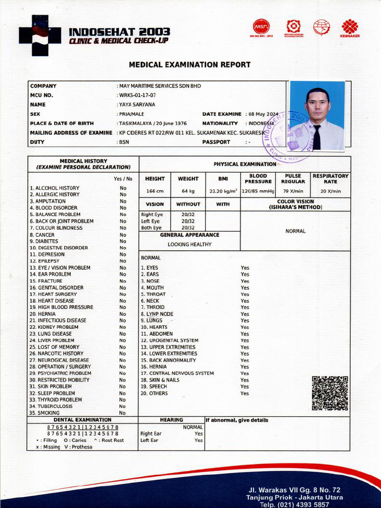 mEDICAL eXAMINATION rEPORT | PDF