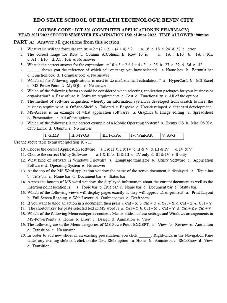 Ict 301 | PDF | Microsoft Word | Window (Computing)