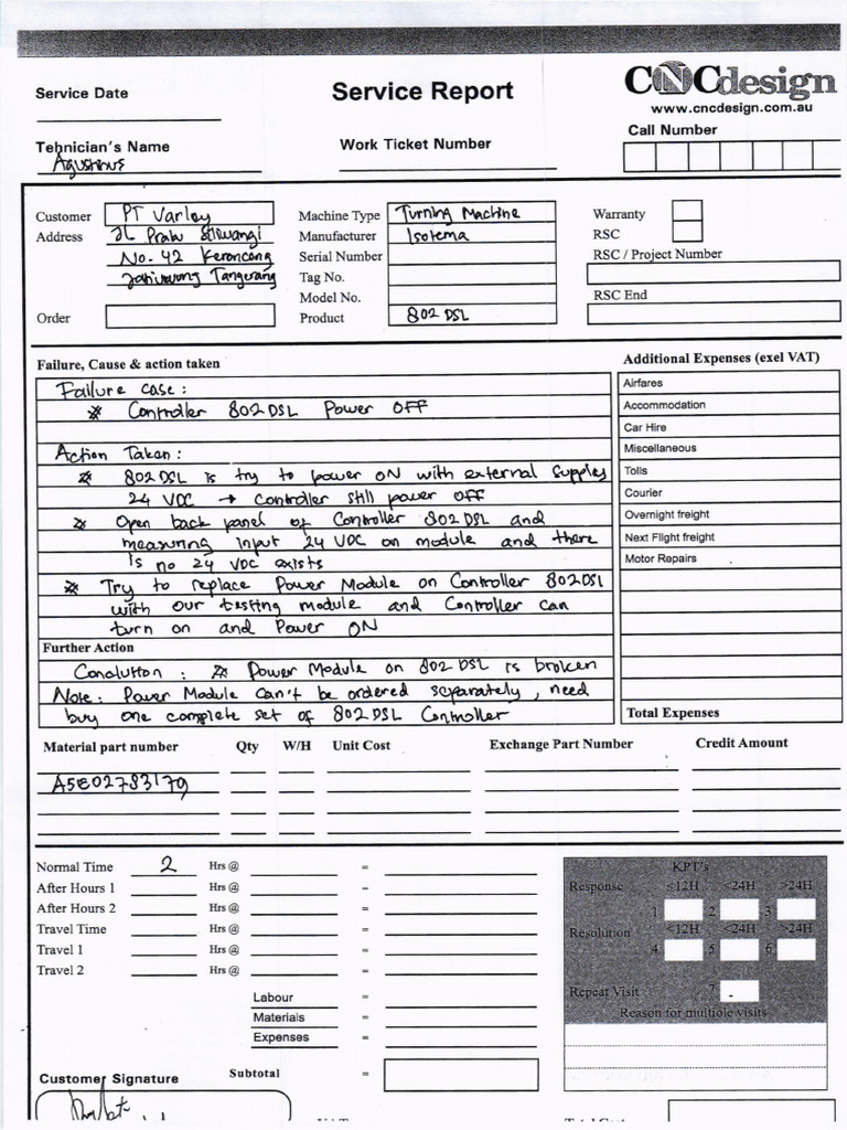 Service Report CNC | PDF