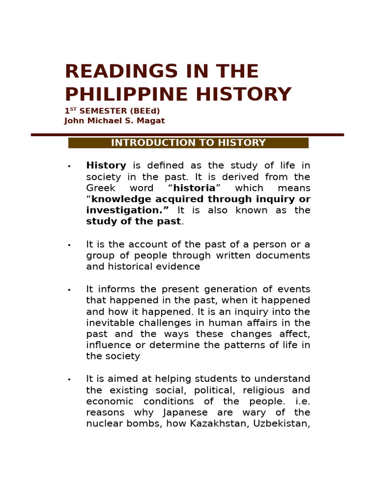 Readings in The Philippine History | PDF