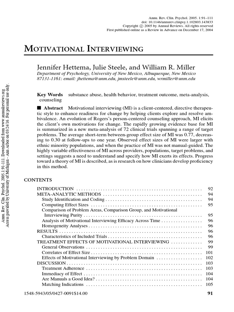Motivational Interviewing | PDF