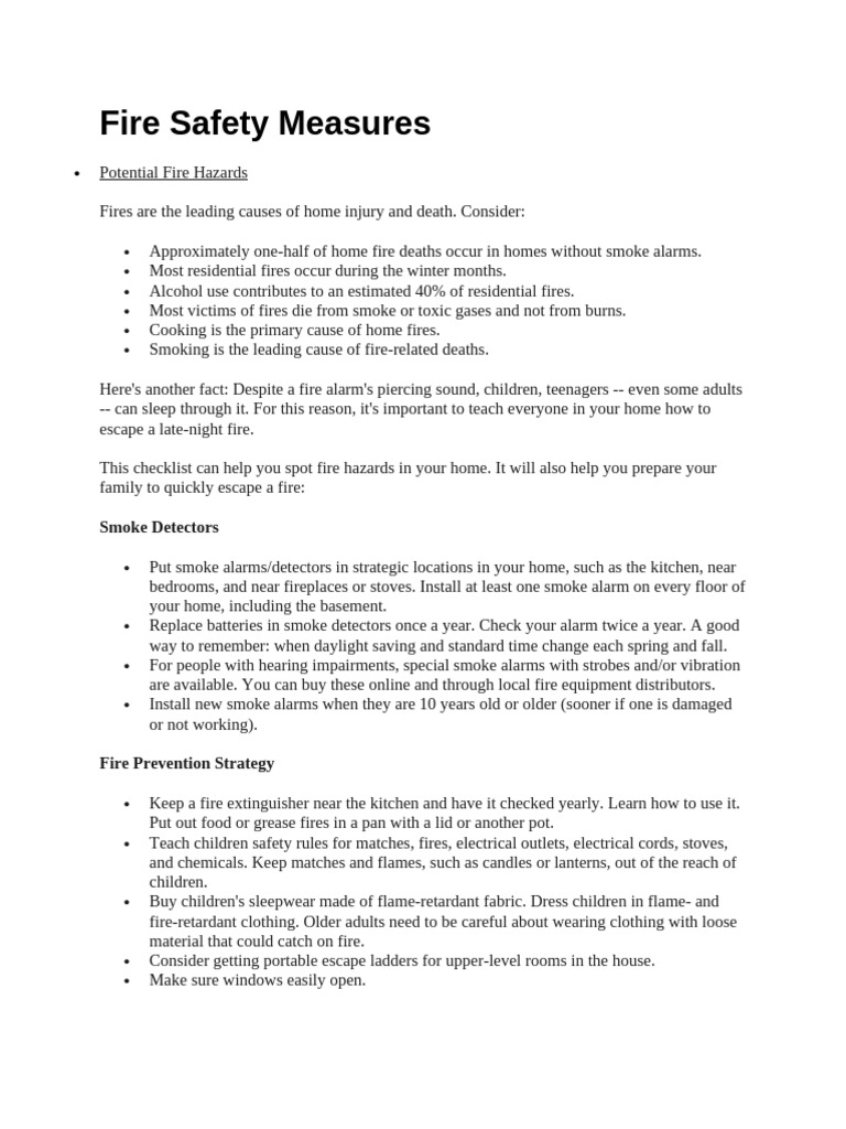 Essential Home Fire Safety Checklist | PDF | Fires | Smoke