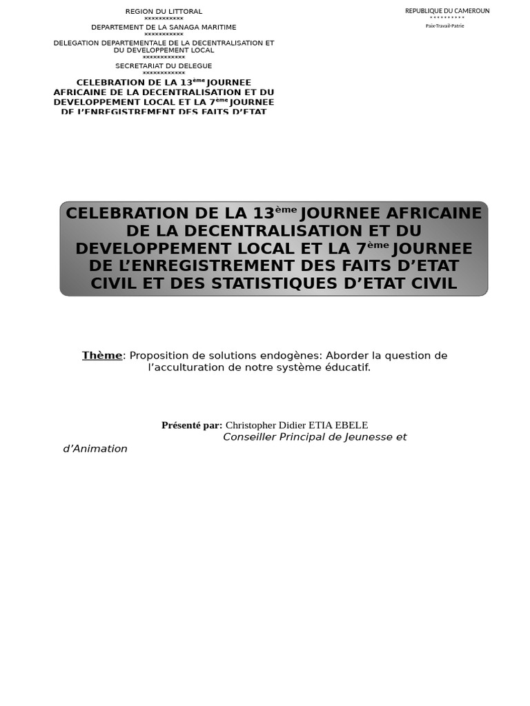 Décentralisation Et Éducation | PDF