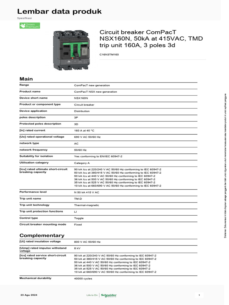 Schneider Electric - ComPacT-NSX-new-generation - C16N3TM160 | PDF