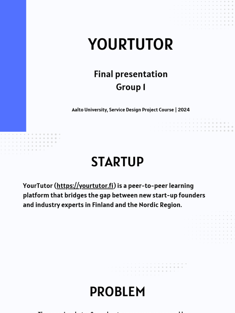 YourTutor - Final Presentation | PDF | Mentorship | Focus Group