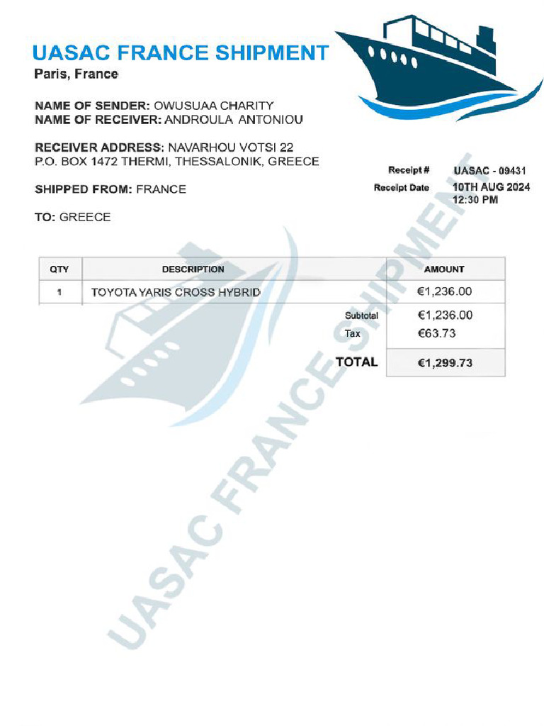 Shipment Receipt - 2 | PDF