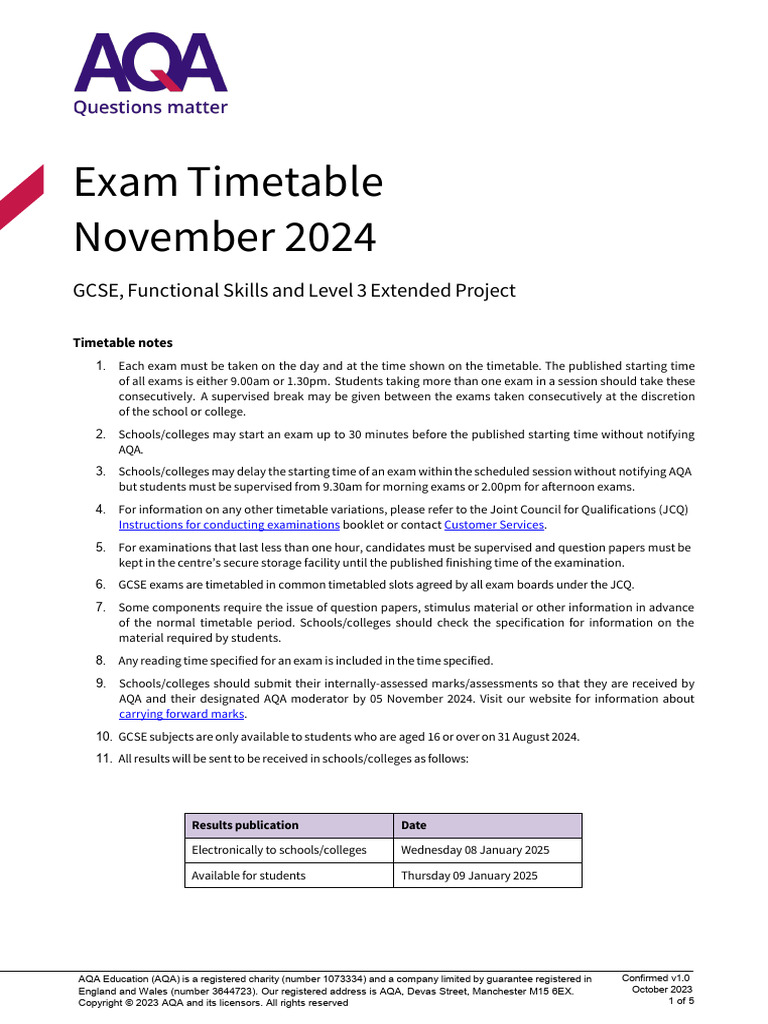 Aqa TT Gcse Nov24 Confirmed | PDF