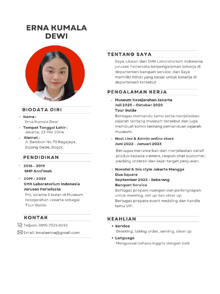 CV - Erna Kumala Dewi | PDF