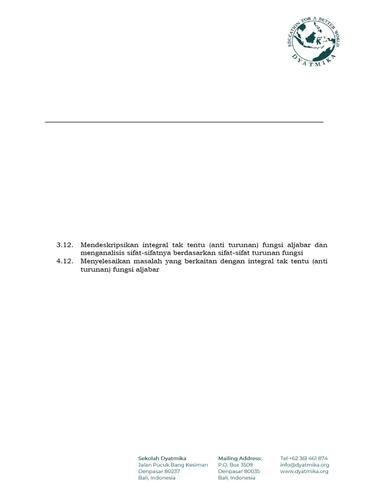 RPP 1 - Integral Tentu | PDF